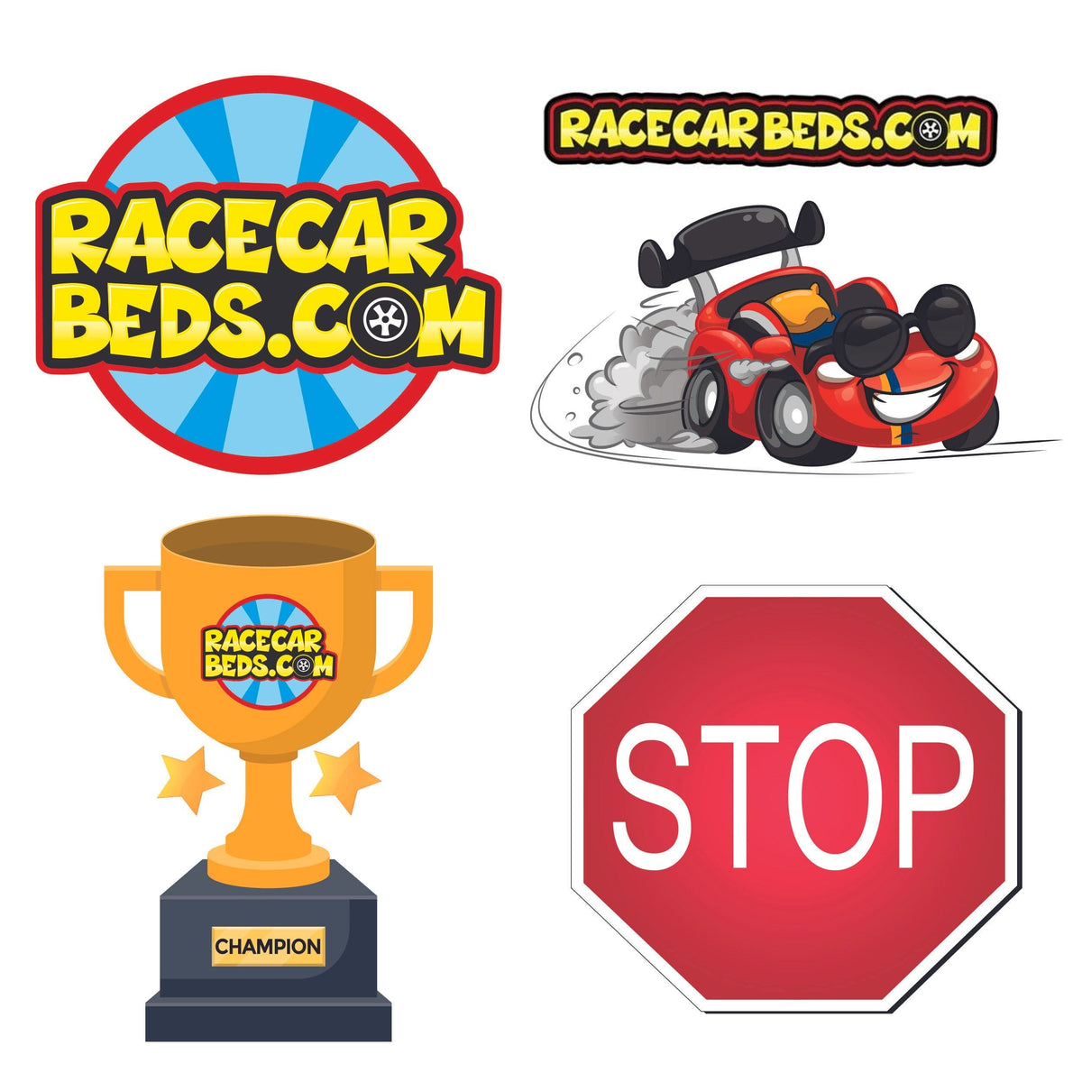 Race Track Themed Wall Decal Sticker Set with Height Chart